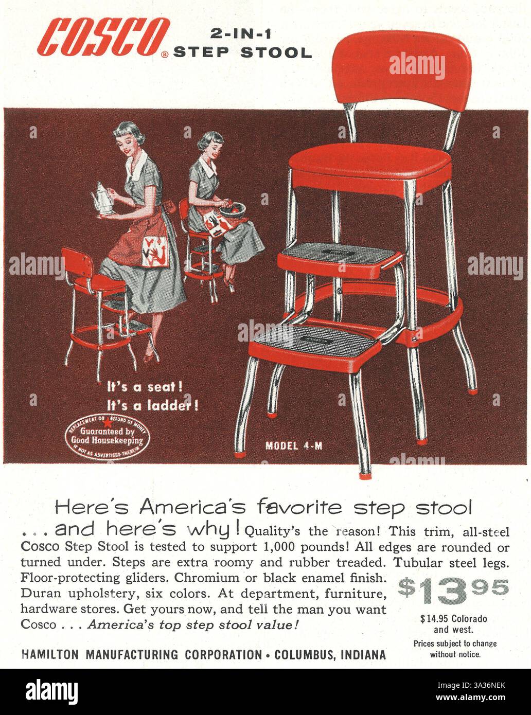 1956 Cosco 2-in-1 Step Stool Ad Stock Photo - Alamy