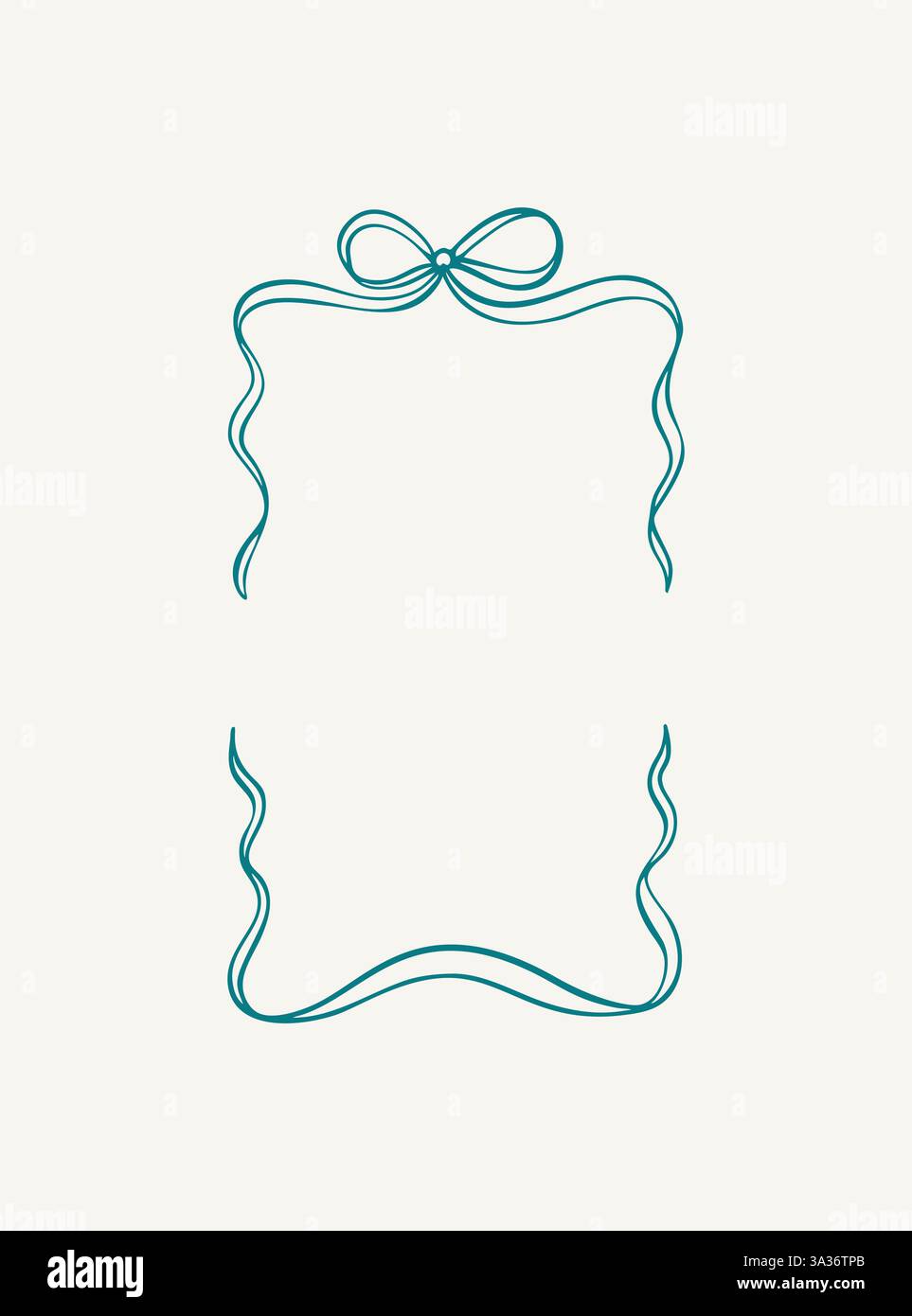 Bow ribbon border. Hand drawn vertical rectangle cute vintage ...