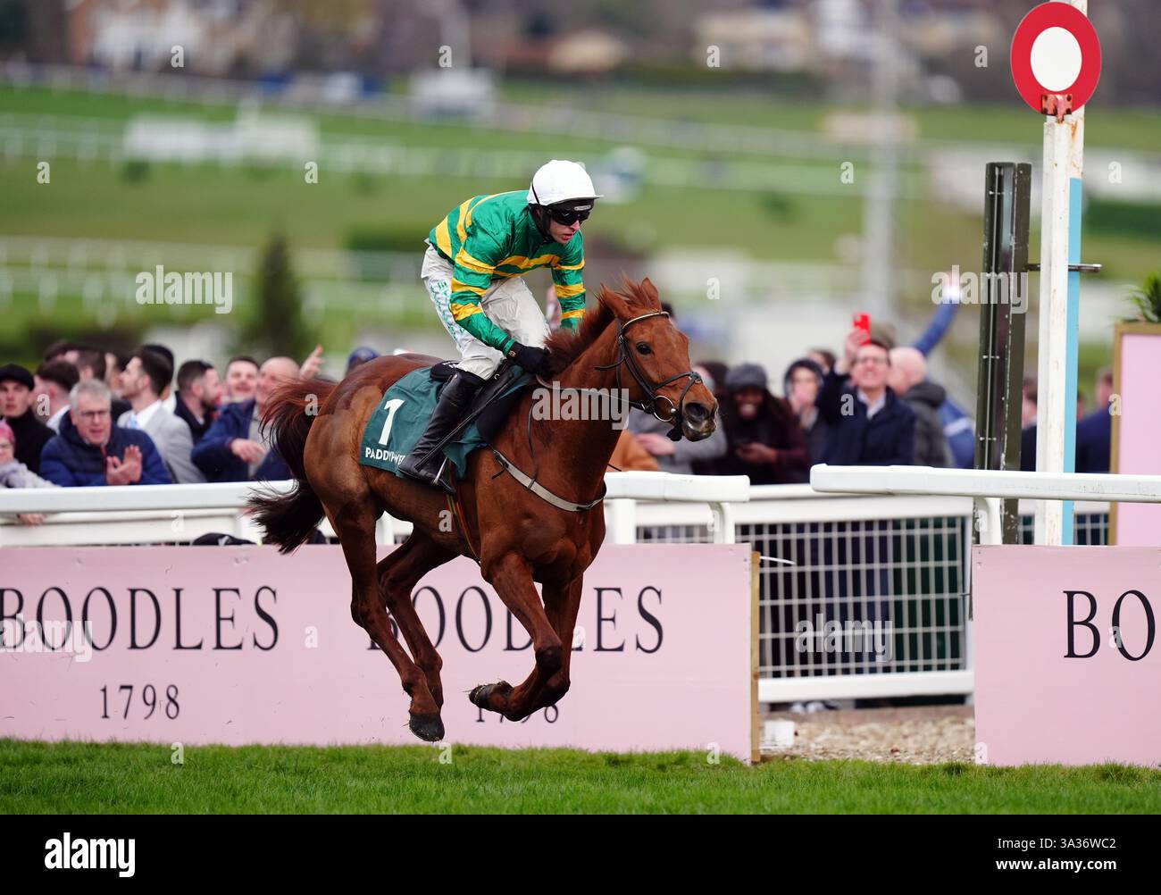 Mark Walsh aboard Dinoblue after winning the Mrs Paddy Power Mares ...