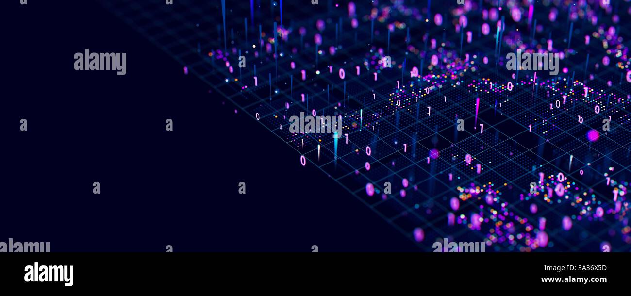 Macro of quantum computing technology. Digital patterns of big data ...
