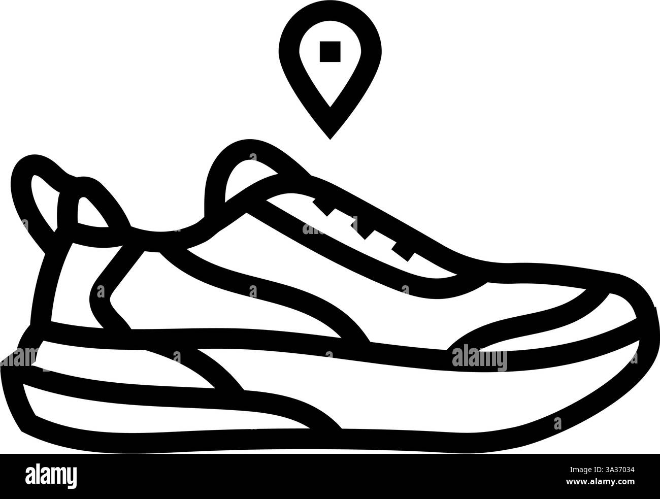 running shoe gps signal wearable fitness line icon vector illustration ...