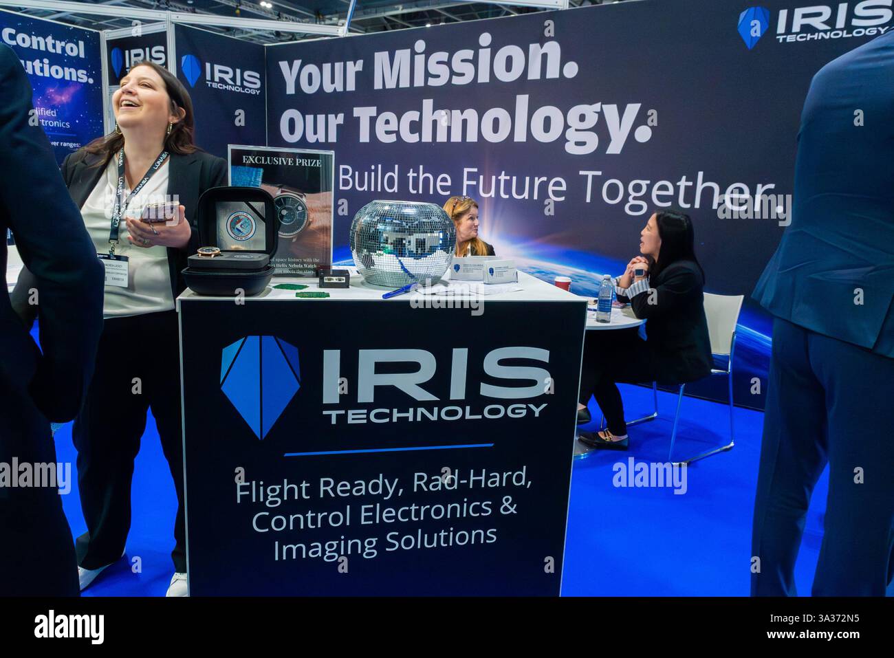 Iris Technology display stand at Space-Comm Expo in ExCeL London, UK ...