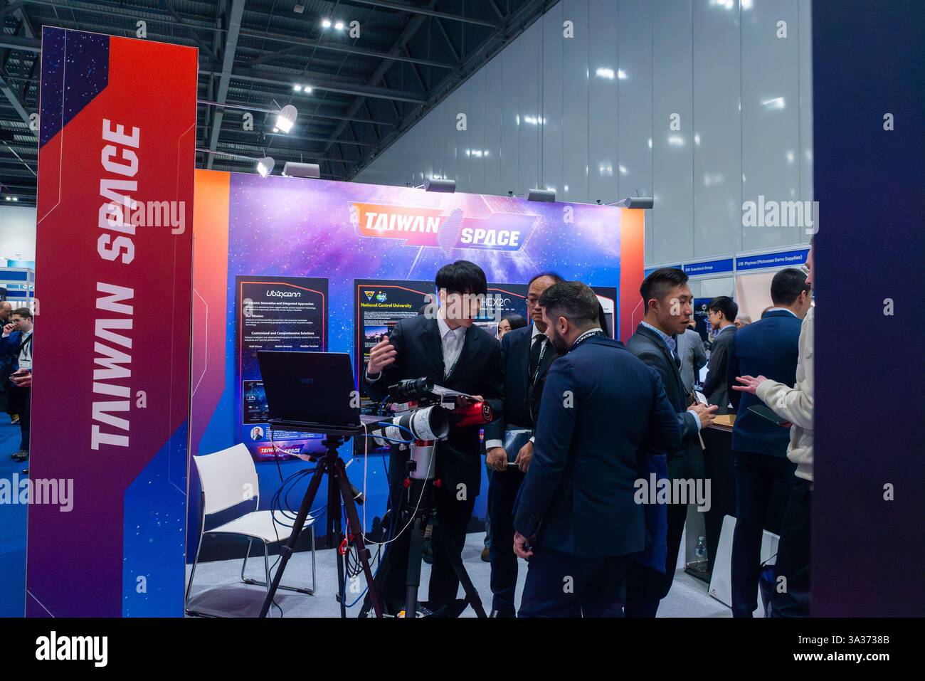 Taiwan Space display stand at Space-Comm Expo in ExCeL London, UK Stock ...
