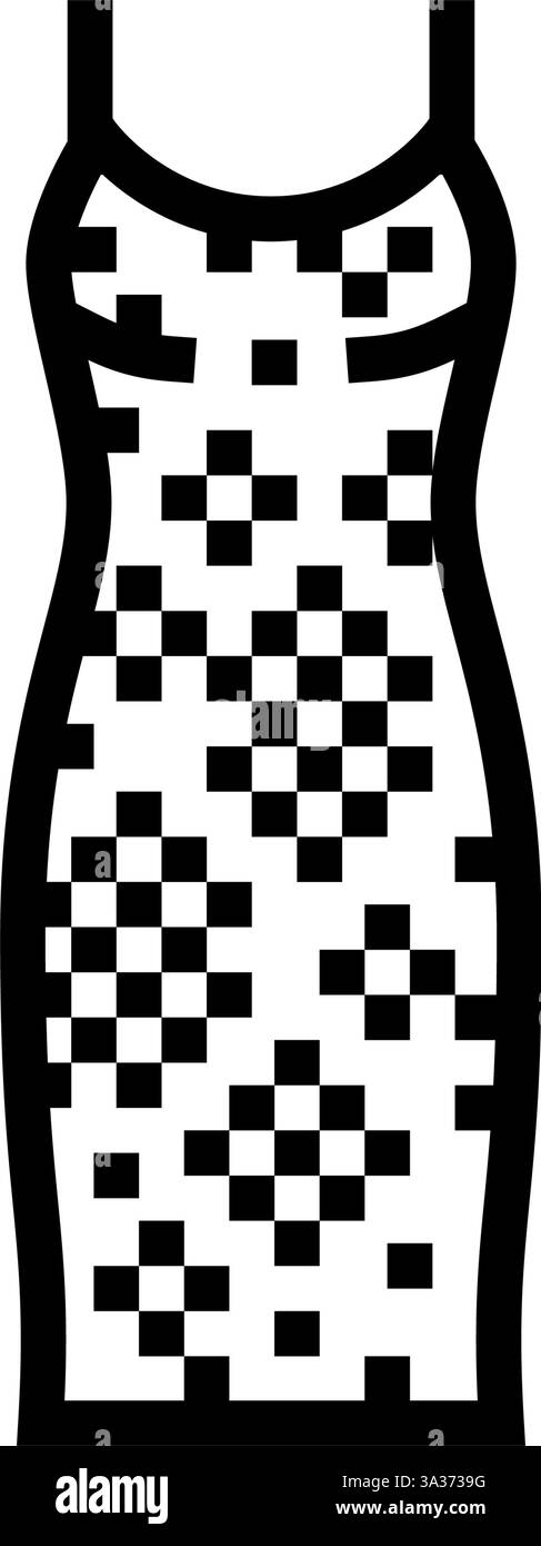 sequins and metallic dress stylish clothes line icon vector ...