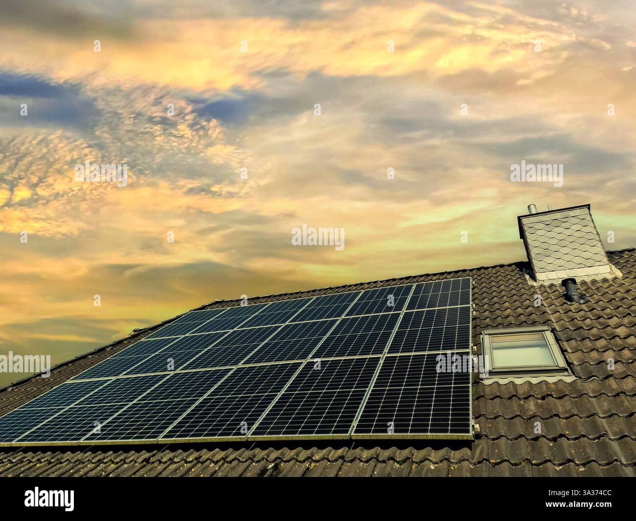 Photovoltaic cells converting sunlight into electricity, symbolizing ...