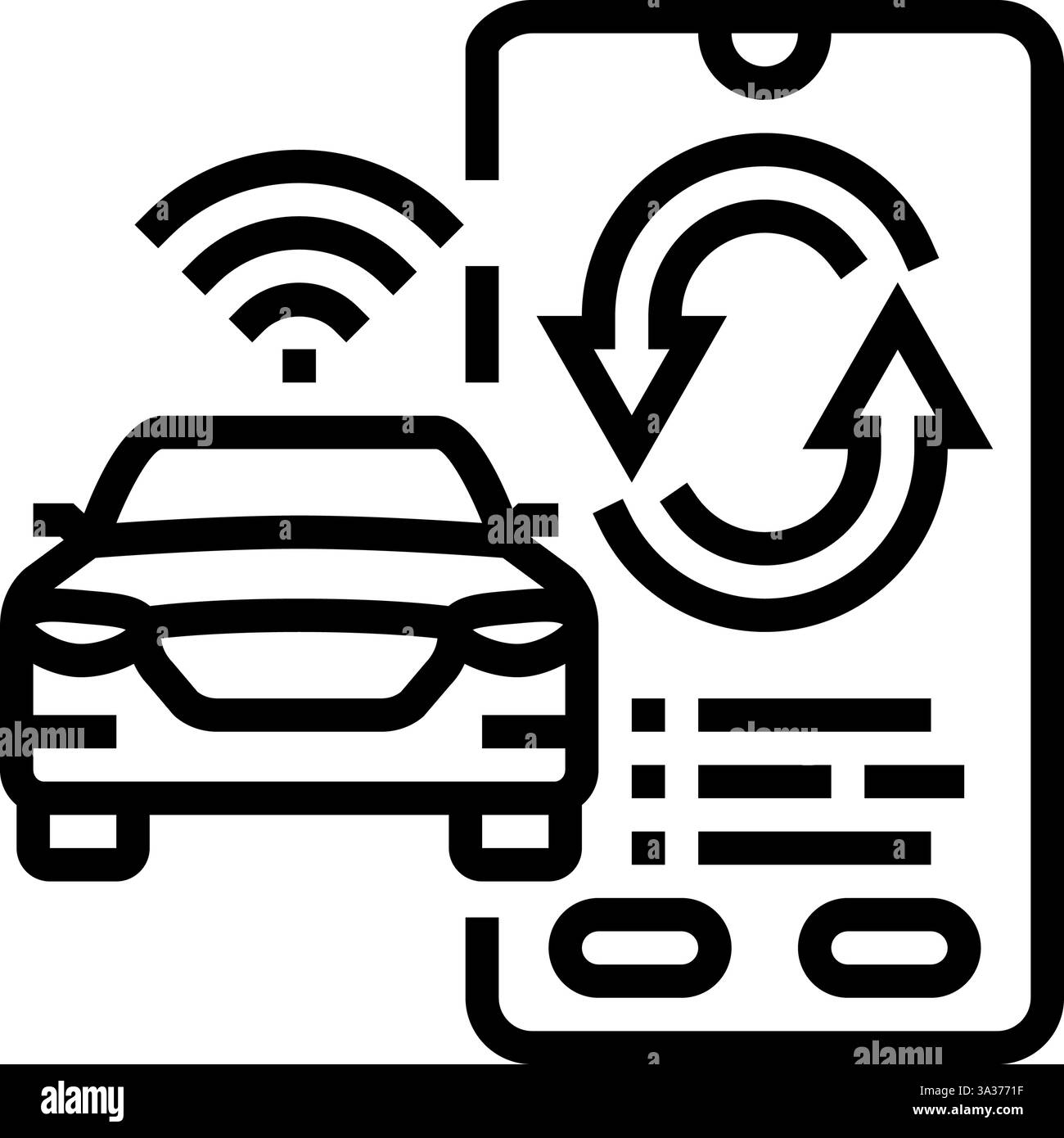 smartphone connected to car auto tainment line icon vector illustration ...