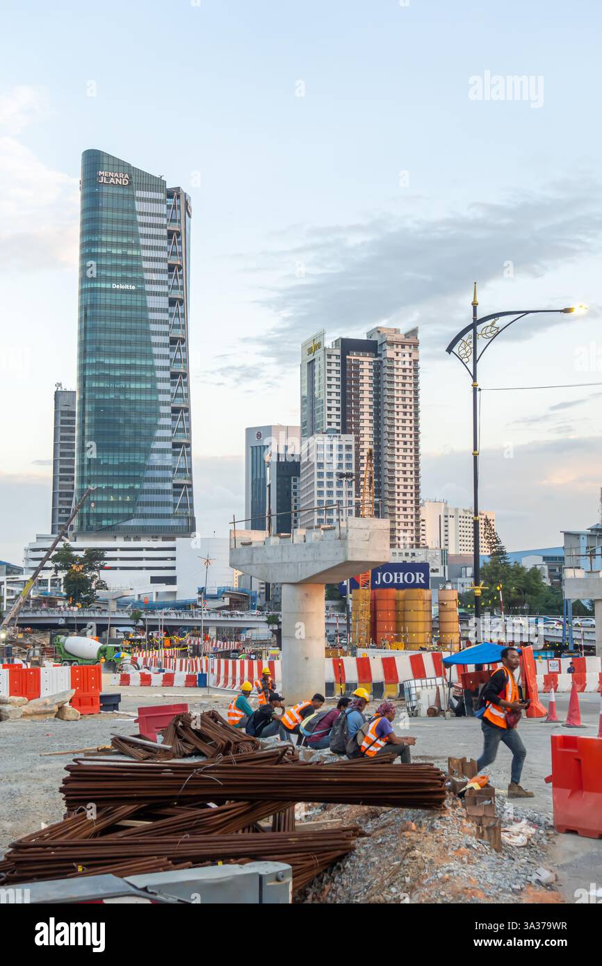 the construction site of the Johor Bahru-Singapore Rapid Transit System ...