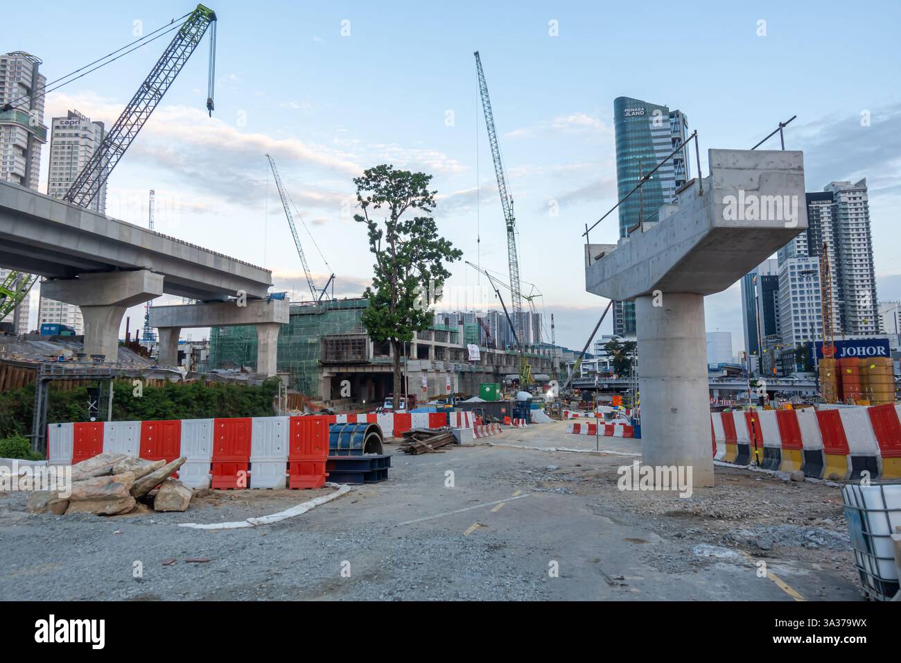 the construction site of the Johor Bahru-Singapore Rapid Transit System ...