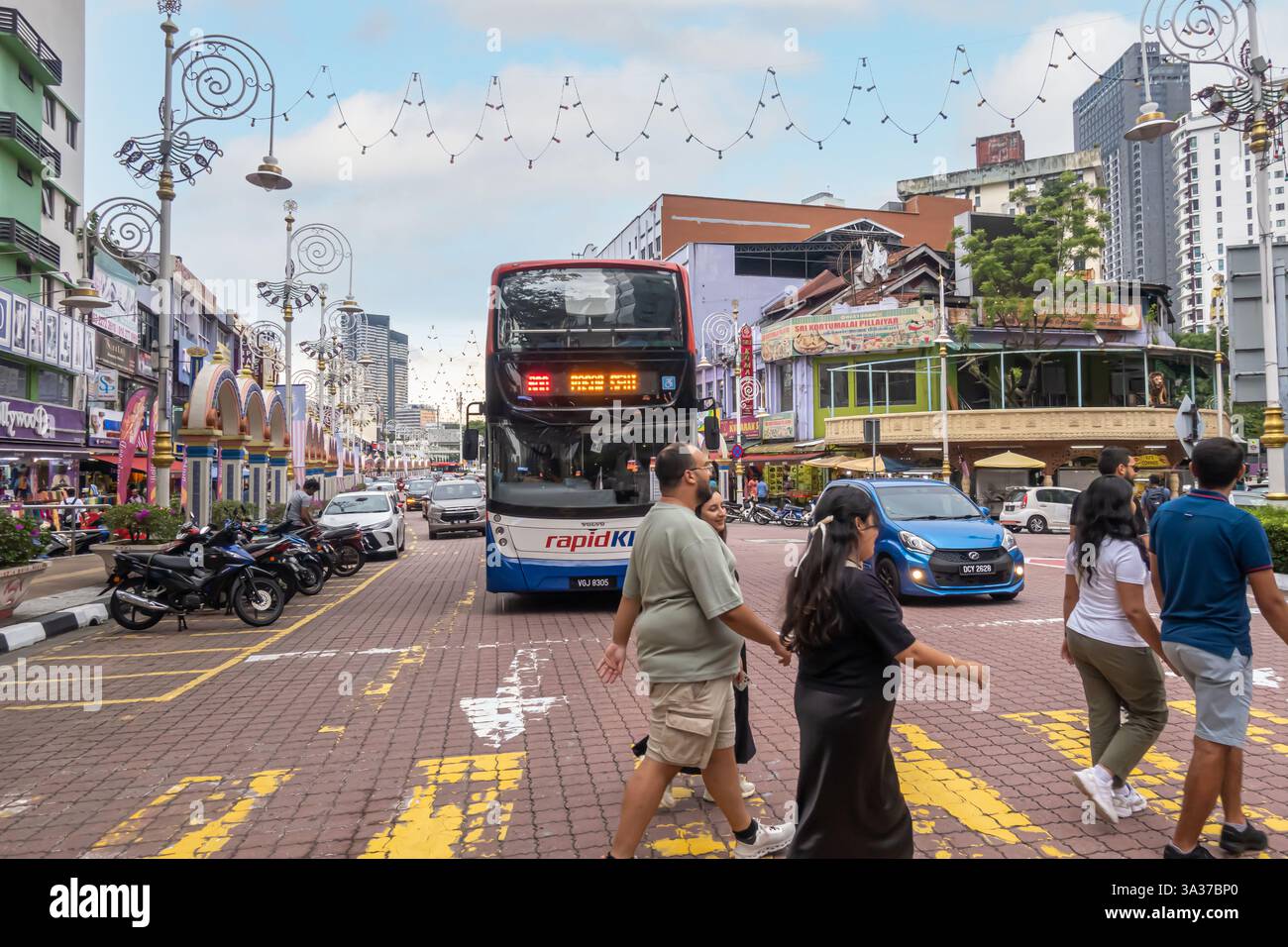 a street scene in Little India Brickfields, Kuala Lumpur, Malaysia ...