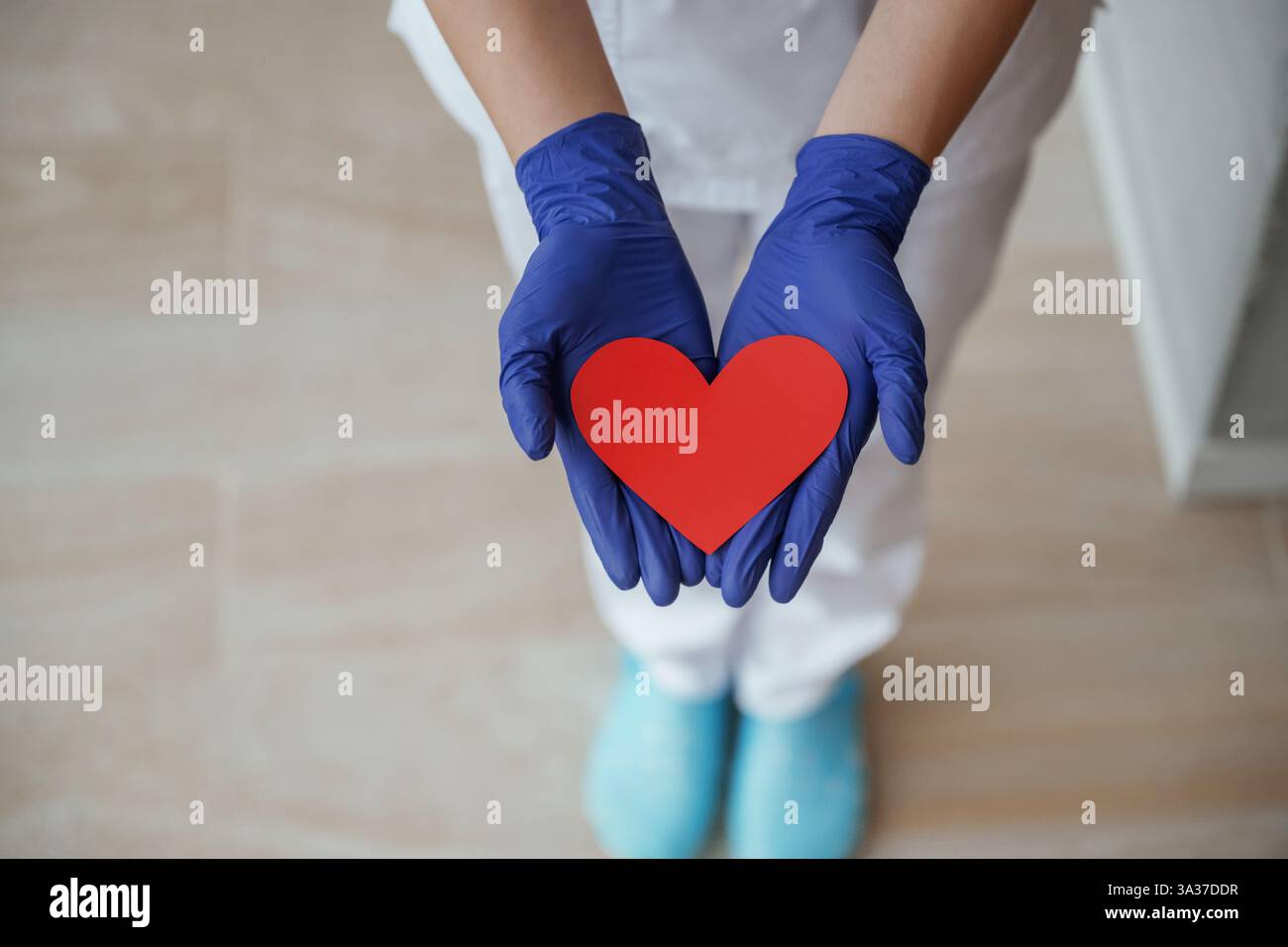 Female doctor is holding heart shaped paper, conception of cardiology ...