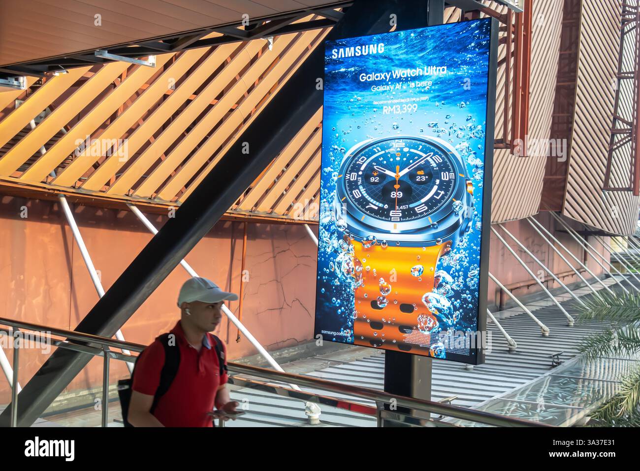 Samsung Galaxy Watch 7 Ultra ad on LED panel, central Kuala Lumpur ...