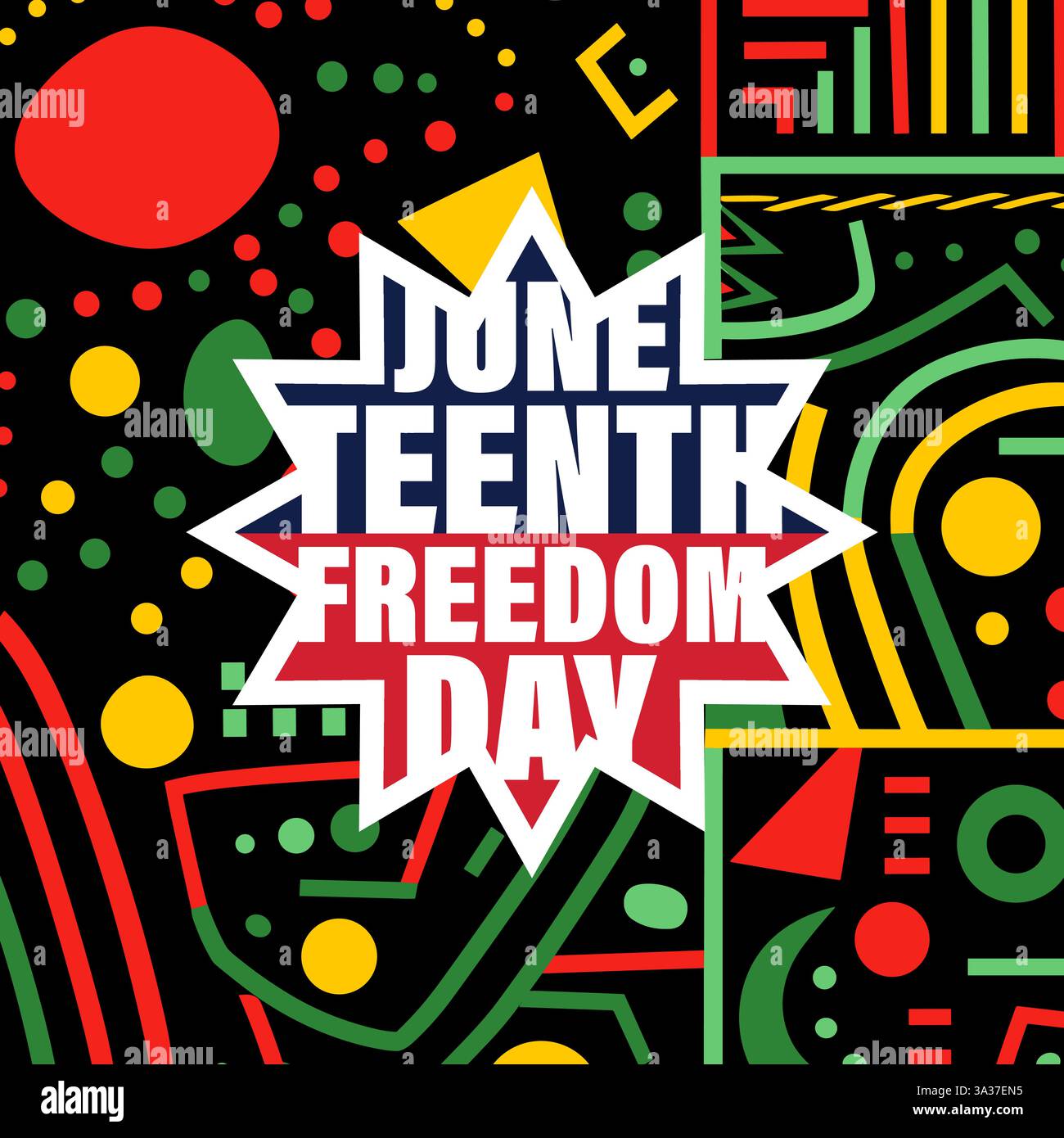 Juneteenth celebration banner with yellow and black theme. Square ...