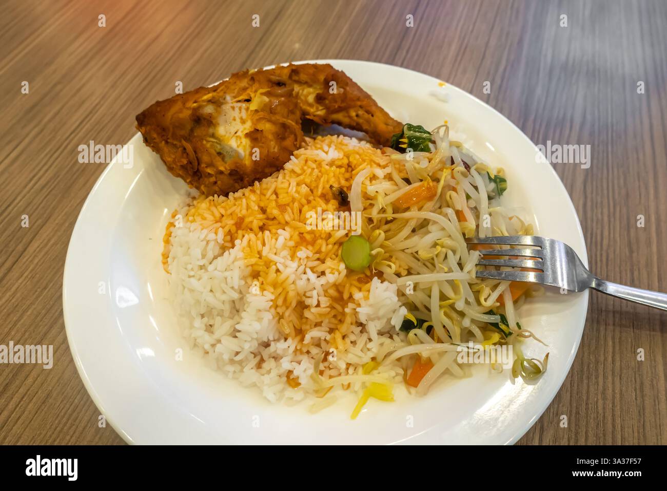 Rice and chicken served, Mamak Cafe in Brickfields, Kuala Lumpur ...