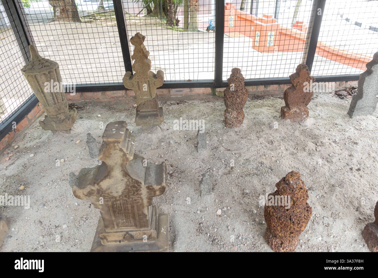 Batu Aceh, Acehnese stones, traditional gravestones by Malay, displayed ...
