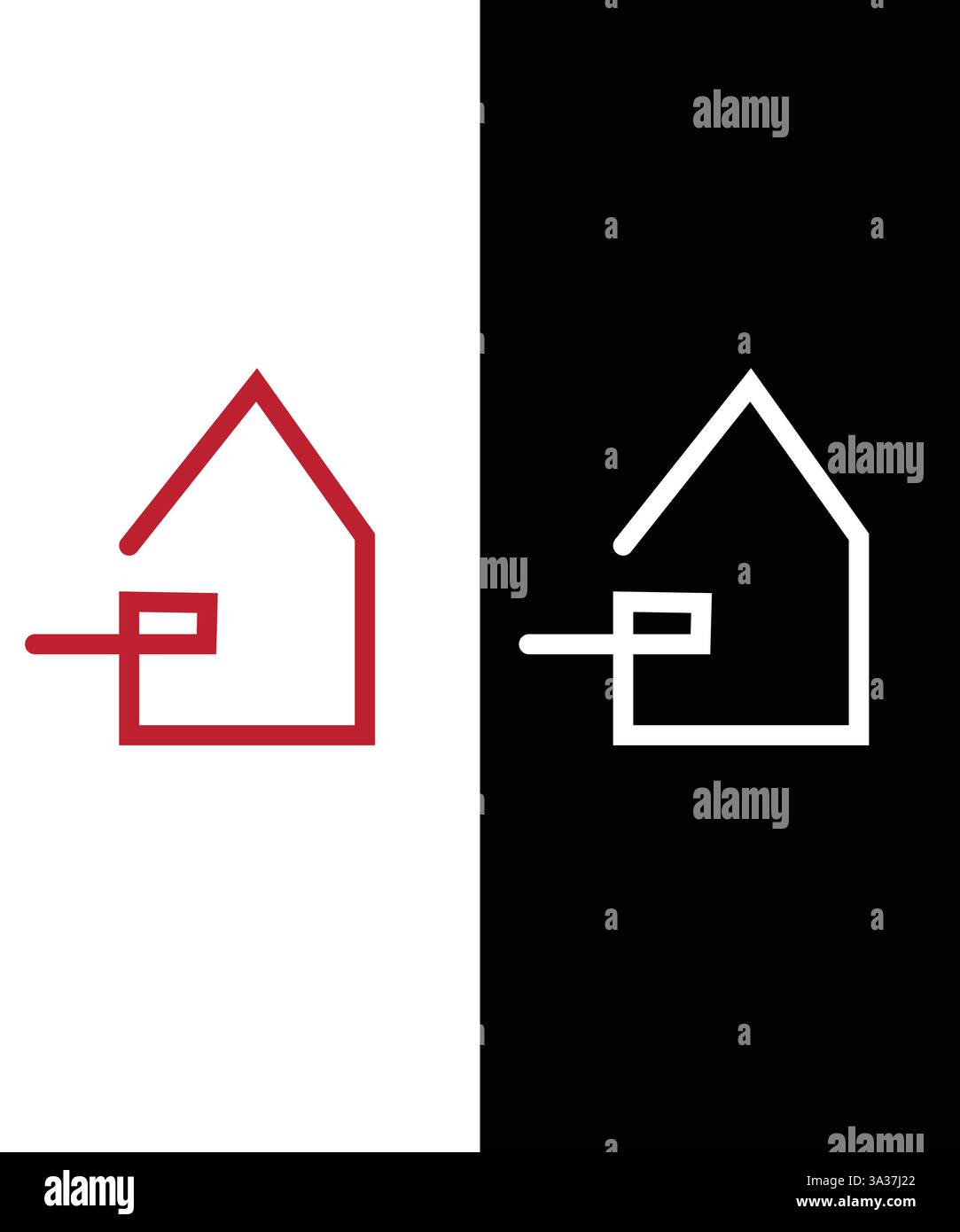 abstract lineart house logo, red house logo design Stock Vector Image ...