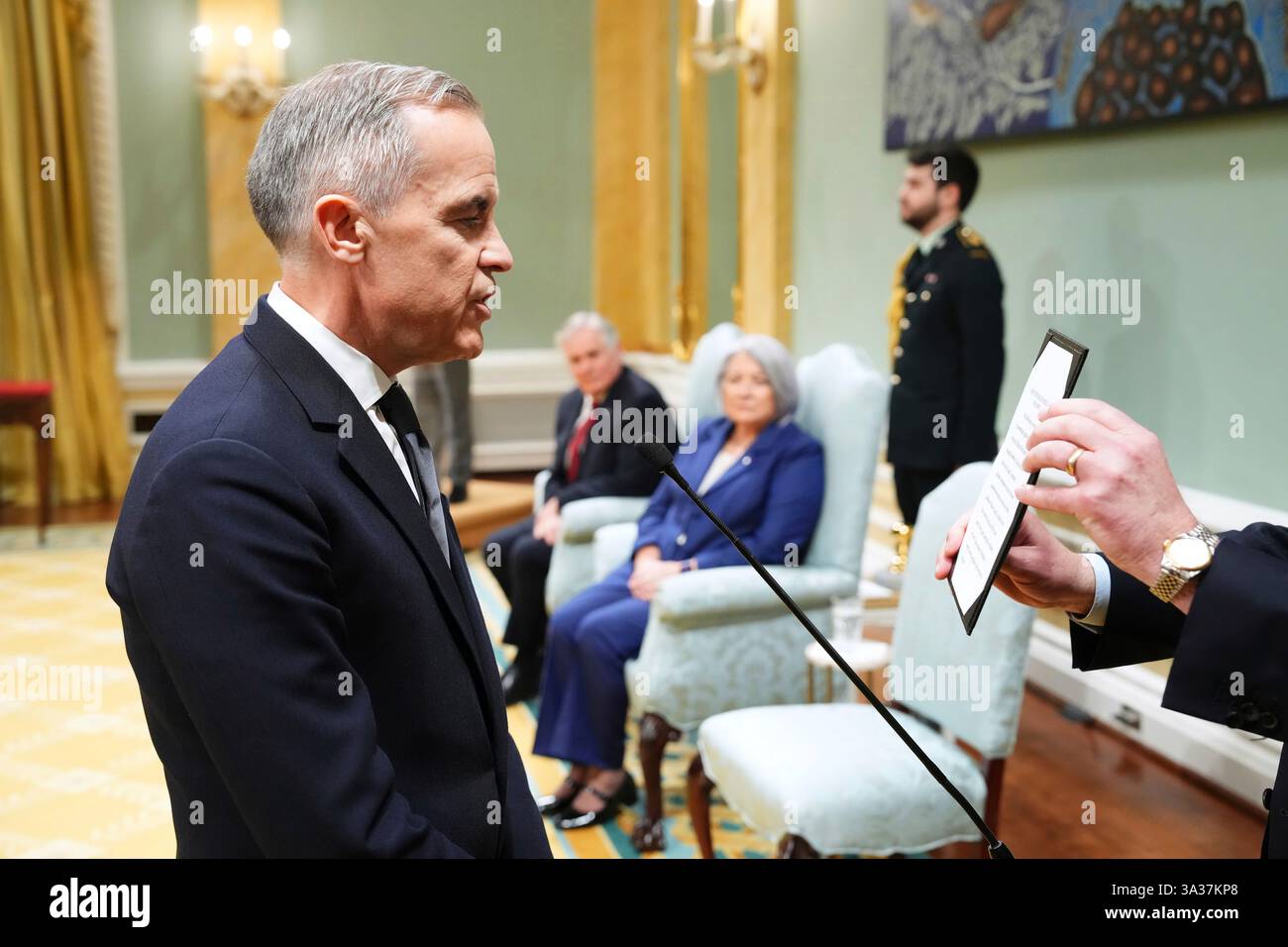 Mark Carney is sworn in as prime minister during a ceremony at Rideau ...