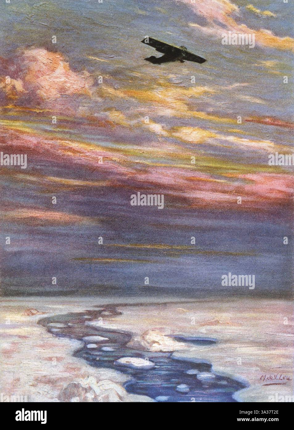 June 26, 2014 - Richard E. Byrd's Flight over North Pole, Illustration by Manning Lee from the ...