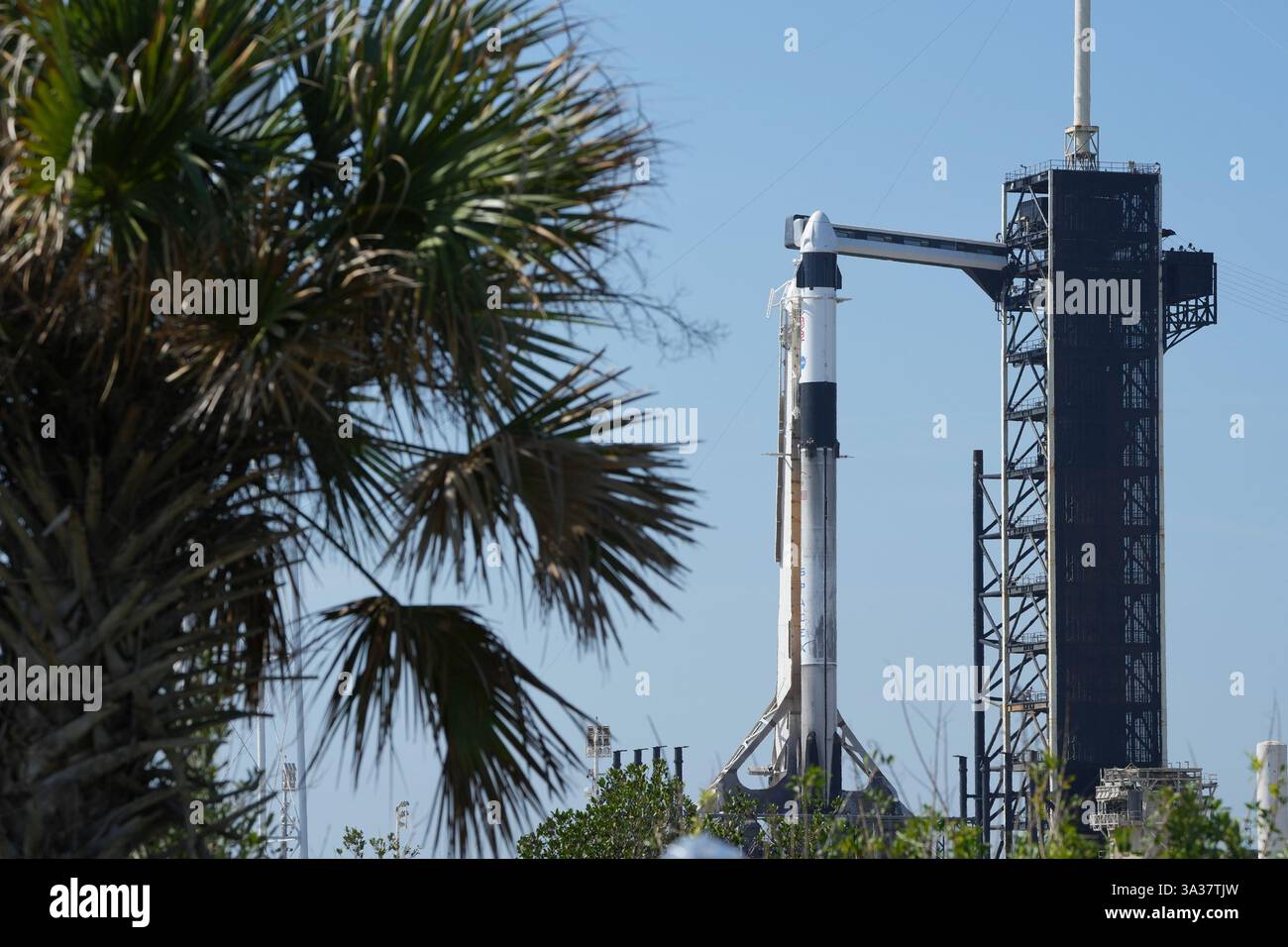 A SpaceX Falcon 9 rocket sits on Launch Complex-39A in preparation to ...