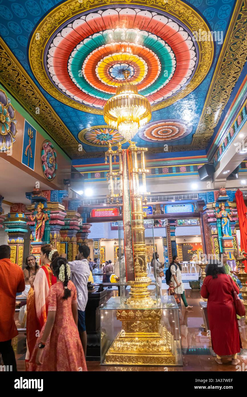 main prayer hall with its richly decorated ceiling. concentric circles ...