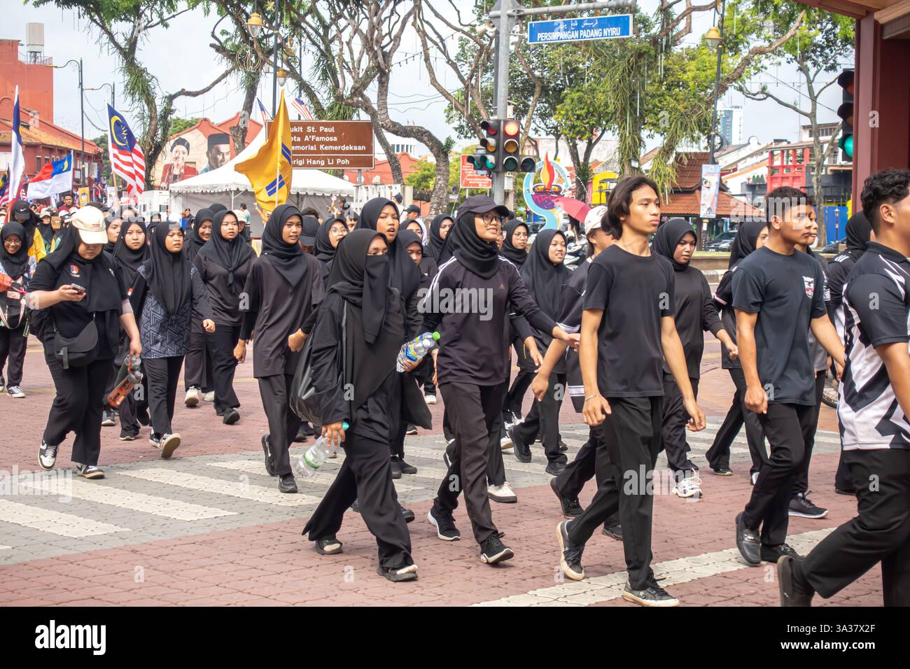 Micost College students marching on National Day parade in Malacca ...