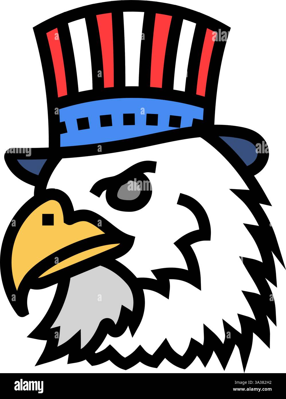 bald eagle uncle sam hat color icon vector illustration Stock Vector ...