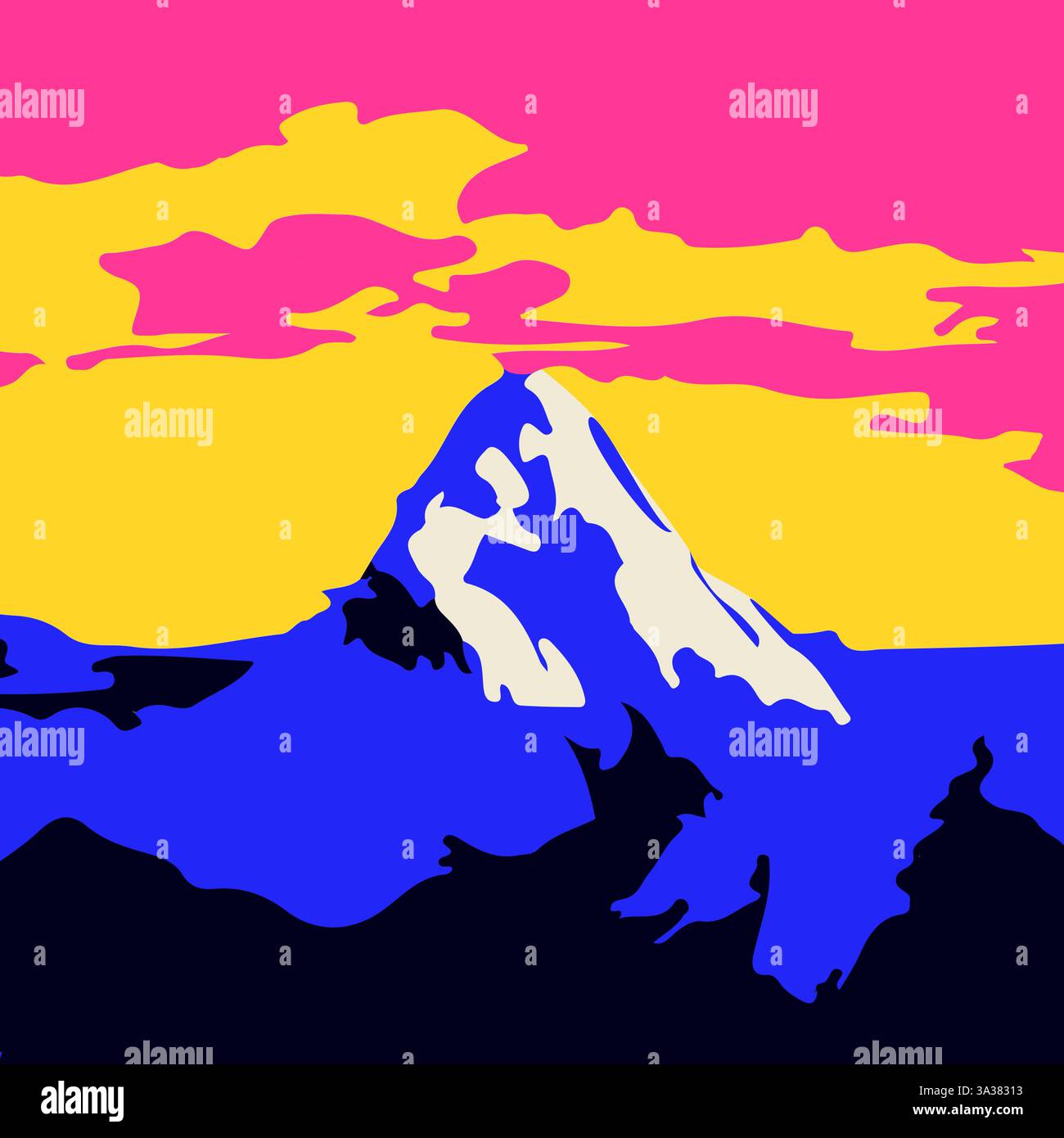 Mount Everest illustration, simple details, mountain trip, rock ...