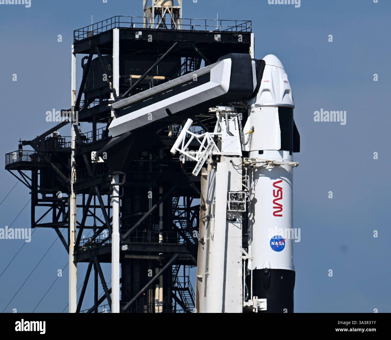 Florida, US, 14/03/2025, The Falcon 9 rocket is prepared to launch its ...