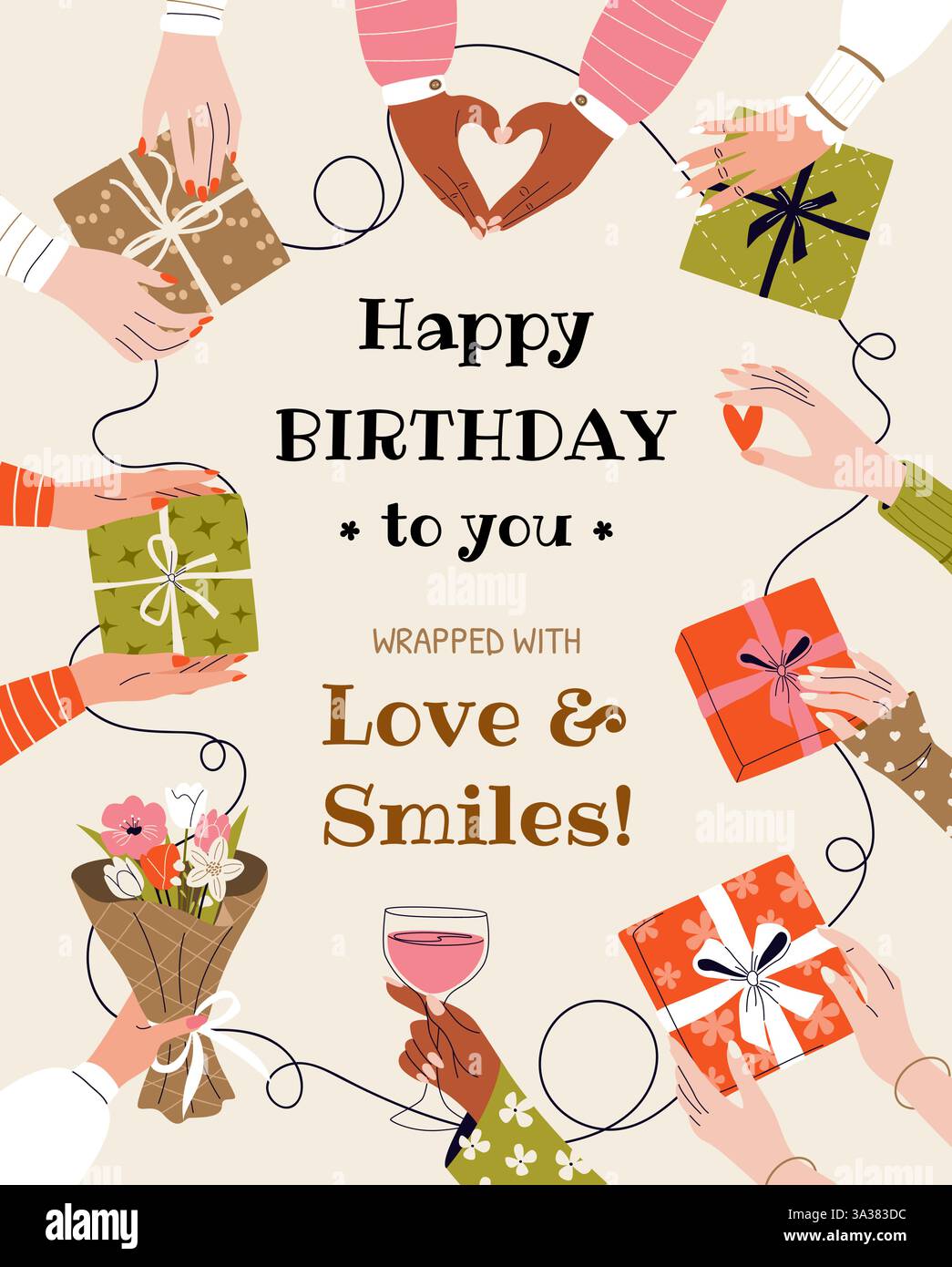 Happy Birthday greeting card. Vertical template Stock Vector Image ...
