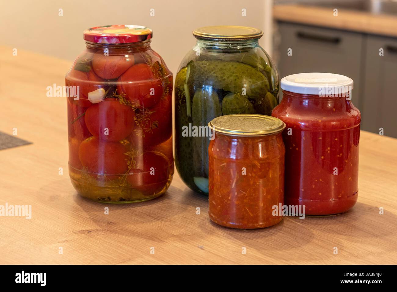 Jars with different types of pickles and preserves Stock Photo - Alamy