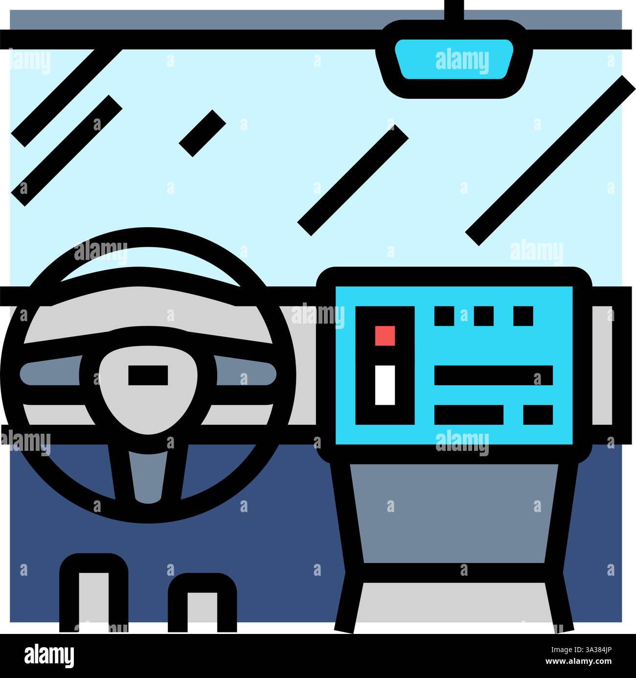 car with screen display auto tainment color icon vector illustration ...