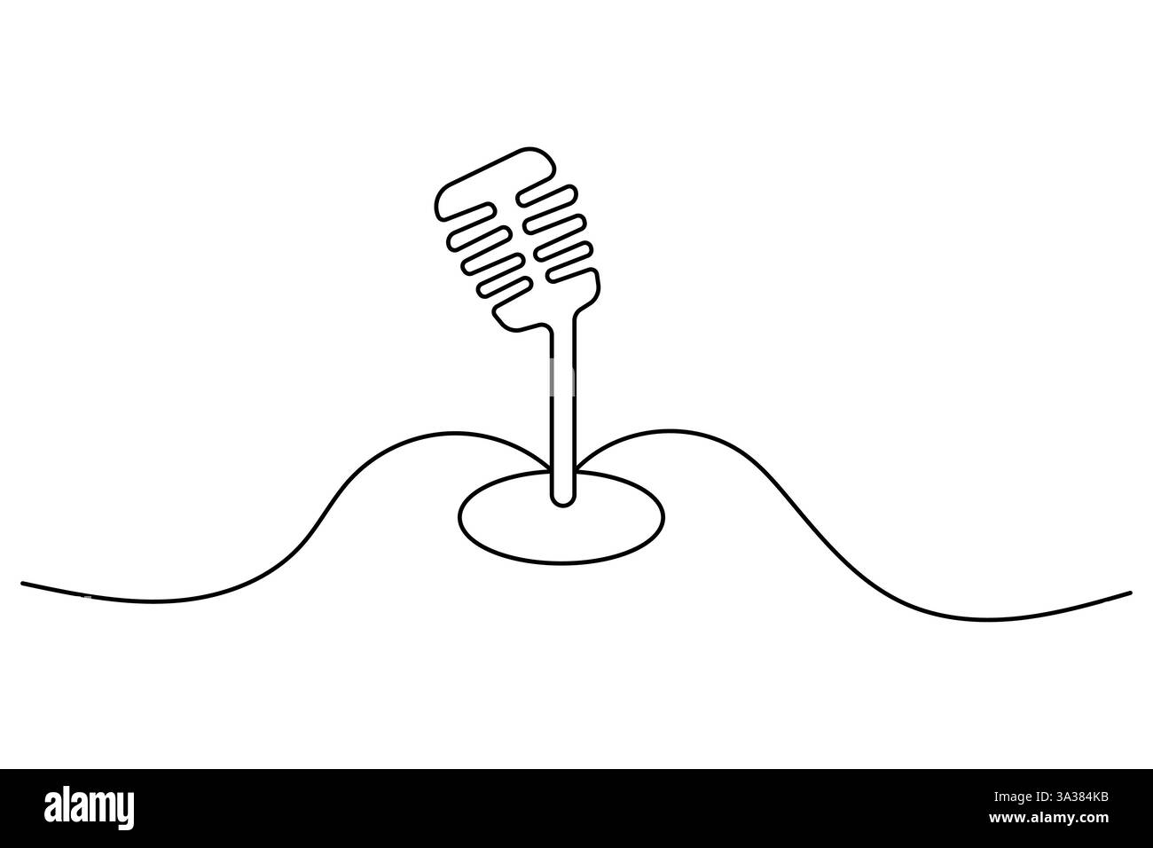 Continuous one line drawing of microphone simple vector illustration ...