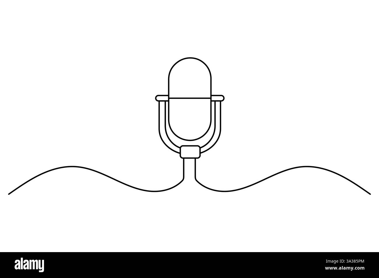 Continuous one line drawing of microphone simple vector illustration ...