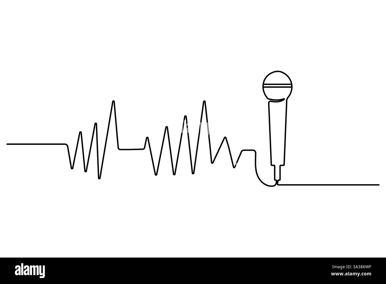 Continuous one line drawing of microphone simple vector illustration ...