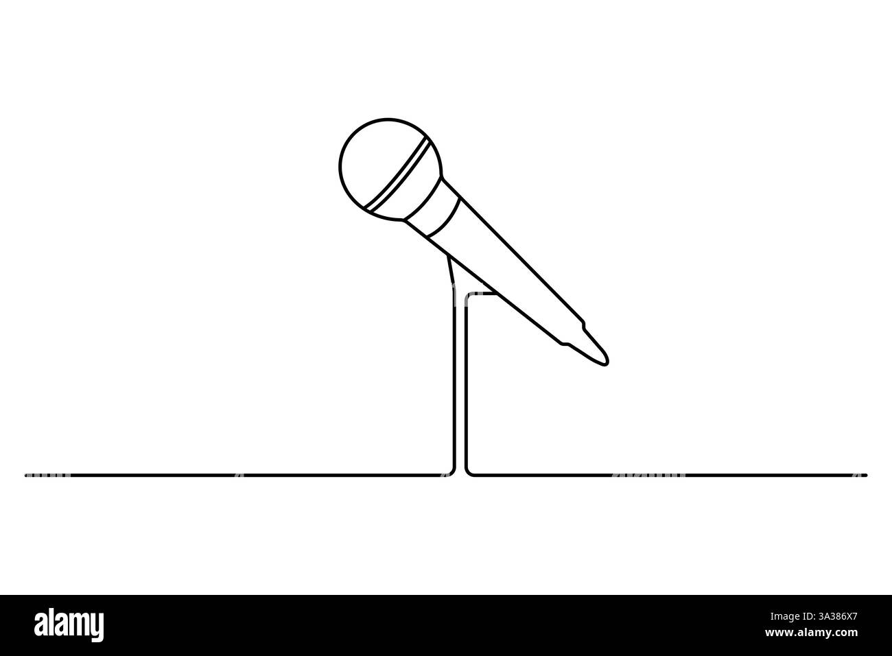 Continuous one line drawing of microphone simple vector illustration ...
