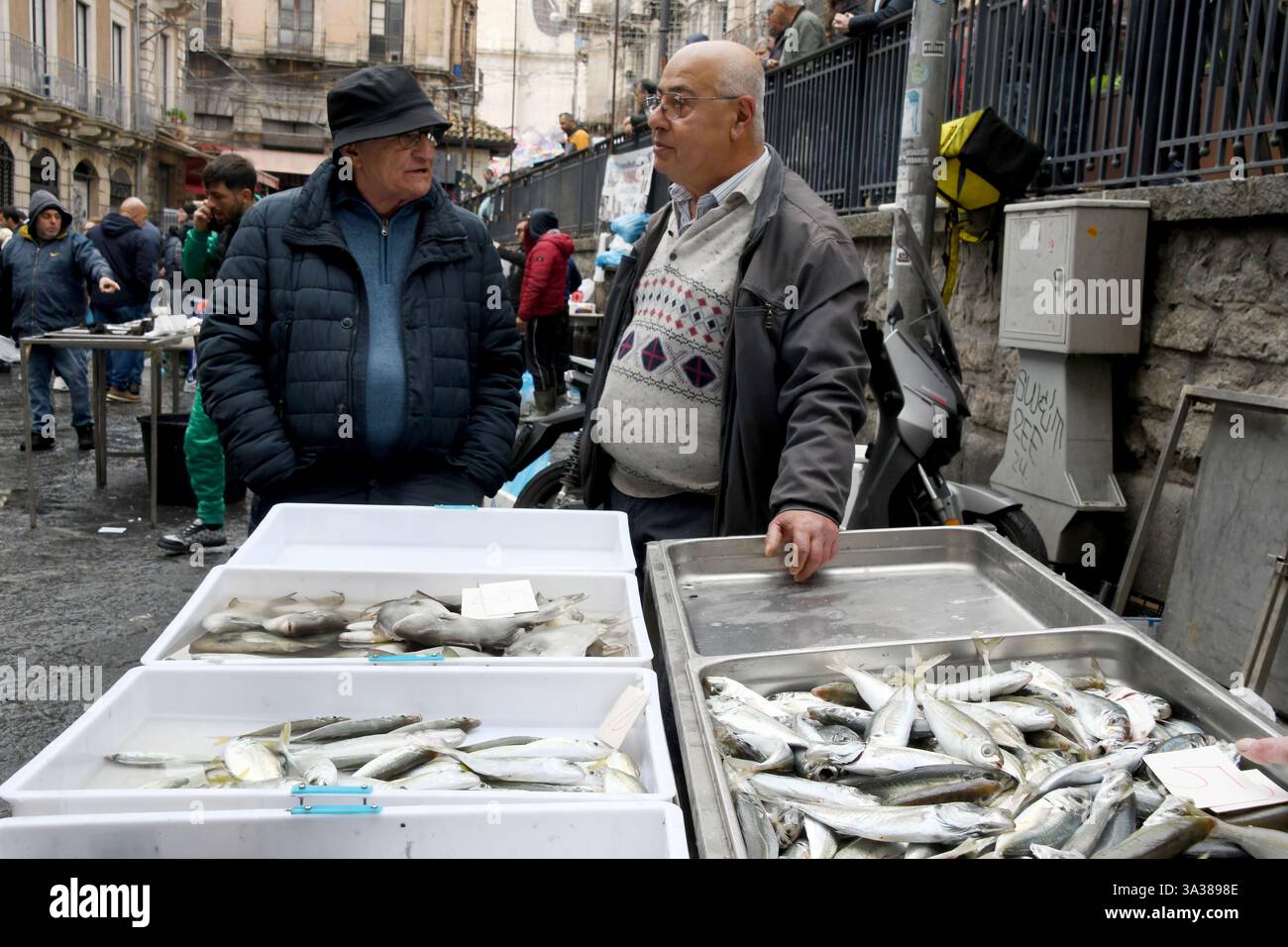 March 1, 2025, Catania, USA: Cataniaâ€™s fish market is lively on ...