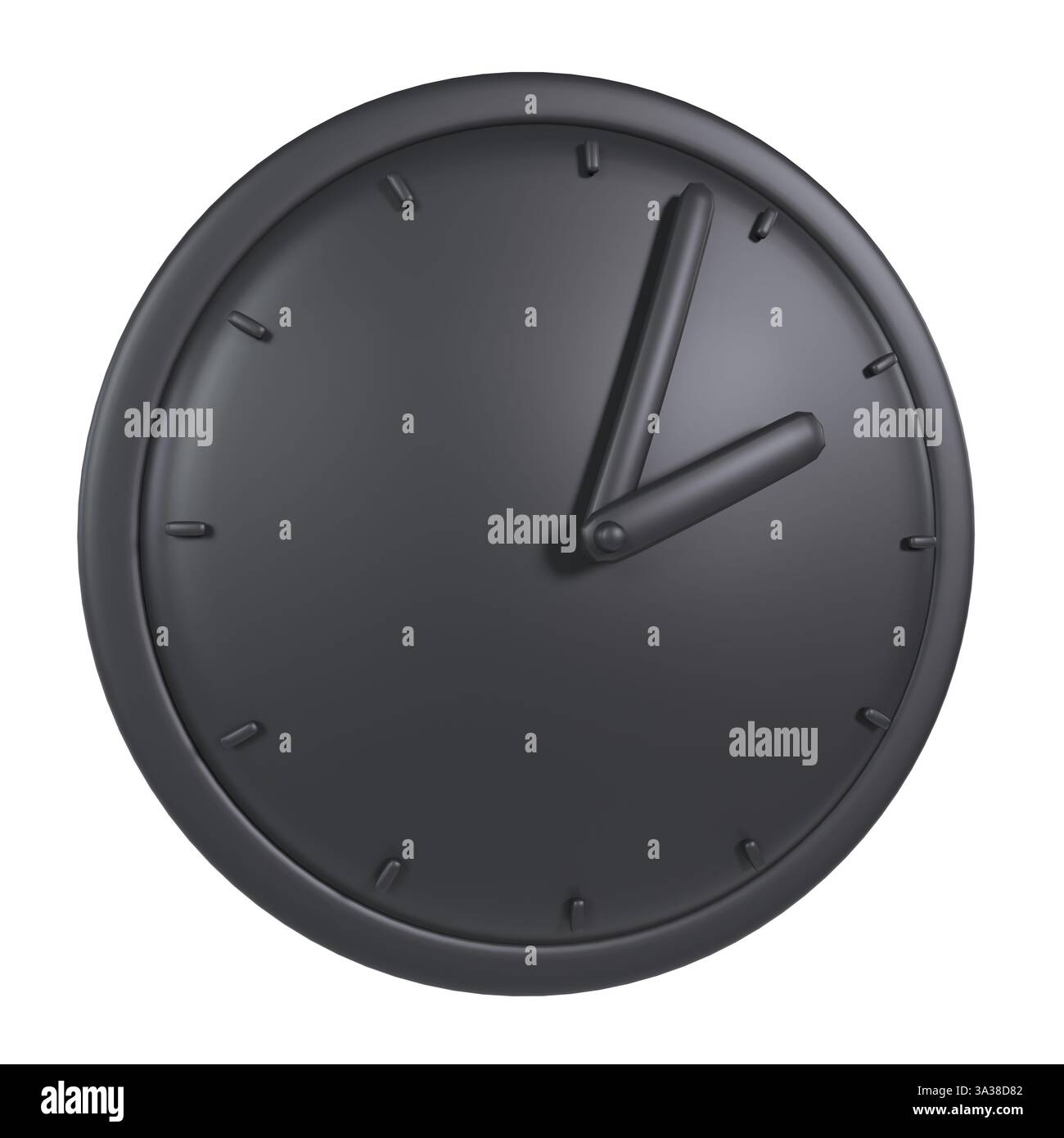A minimalist black wall clock displays time with clean lines and no ...
