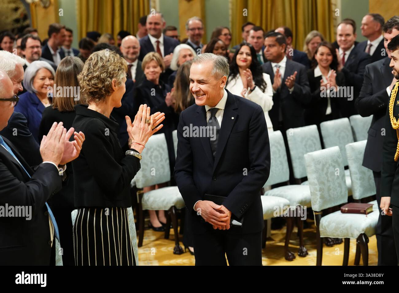 Prime minister-designate Mark Carney arrives for a swearing in ceremony ...