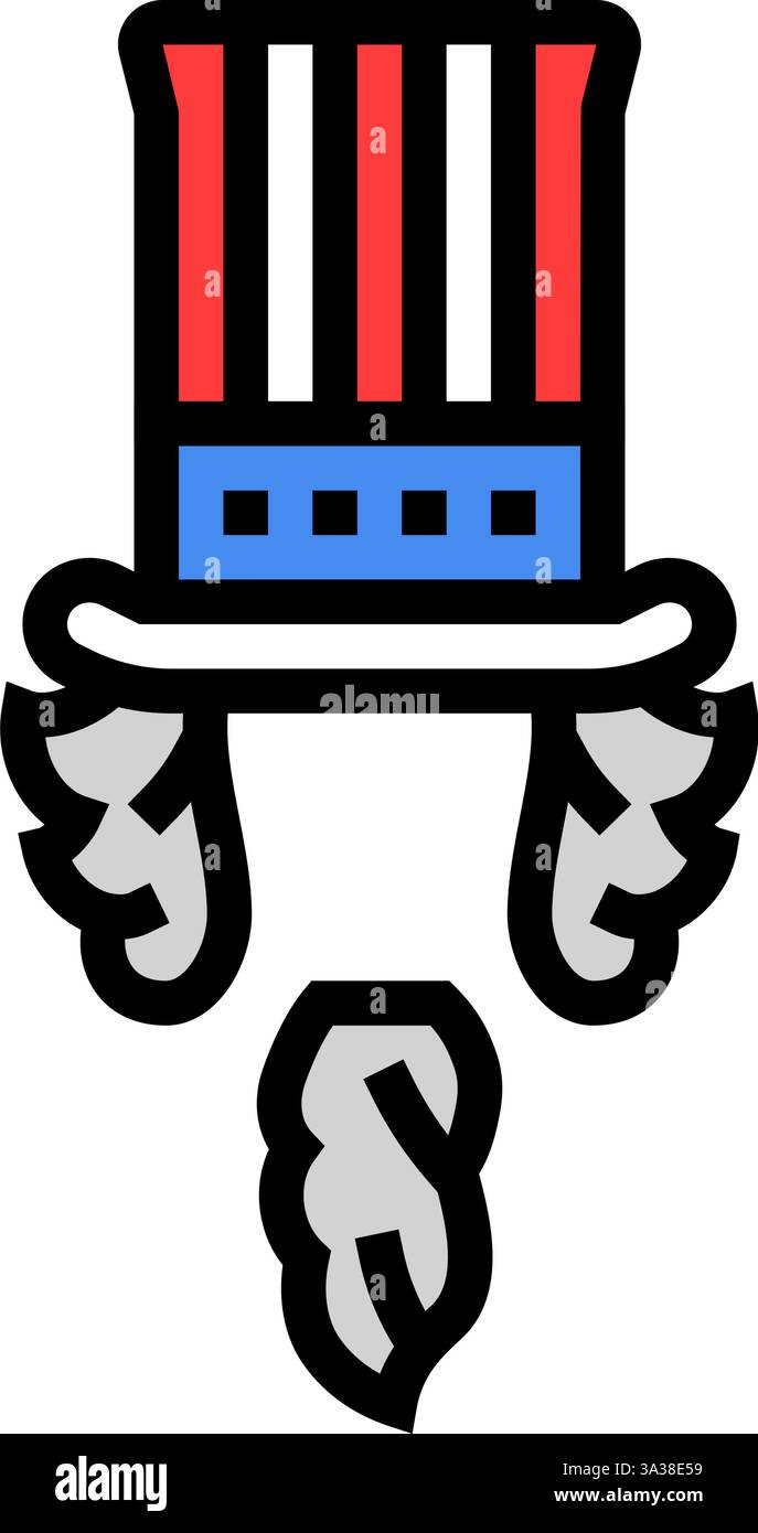 hat beard uncle sam color icon vector illustration Stock Vector Image ...