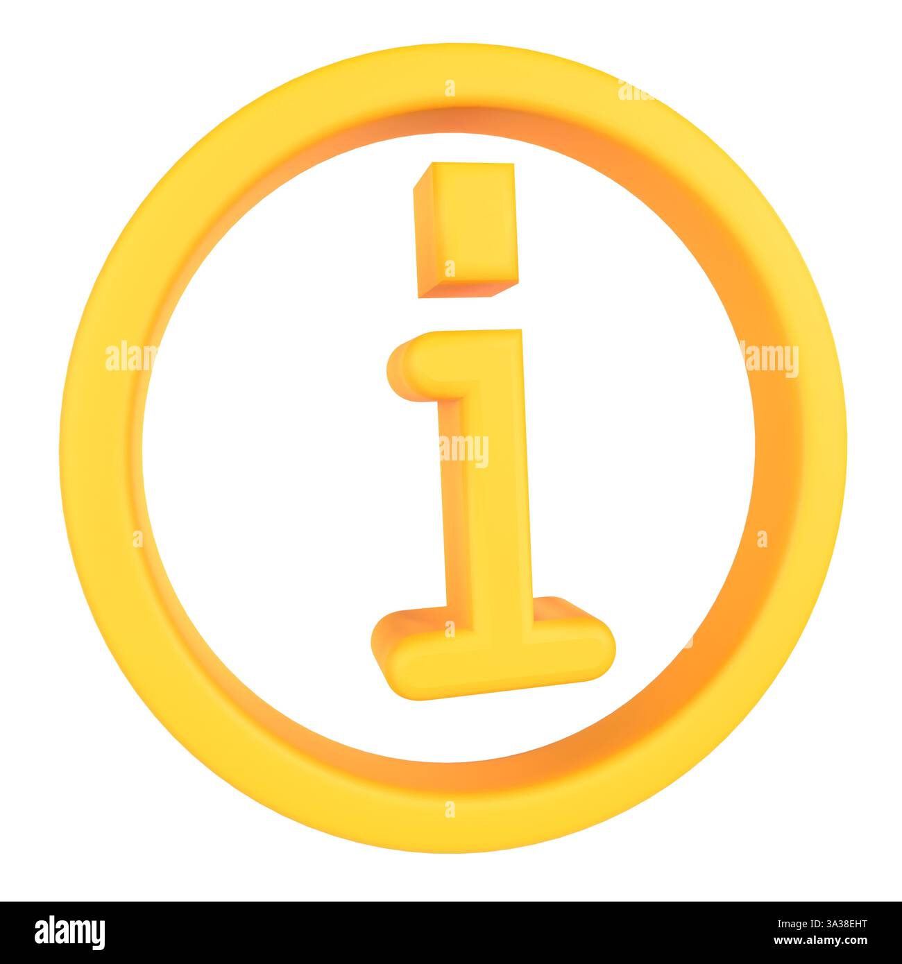 Bold yellow information symbol enclosed in a circular border, standing ...