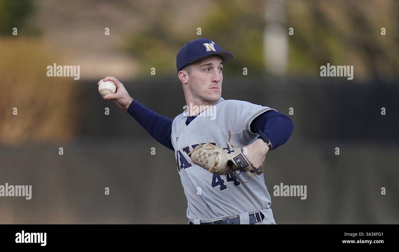 Navy pitcher Ryan Bibb (44) throws during an NCAA baseball game against ...
