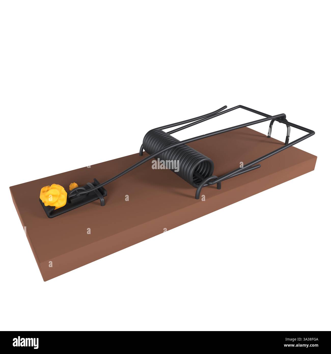 Brown wooden base supports a metal mouse trap designed to capture ...