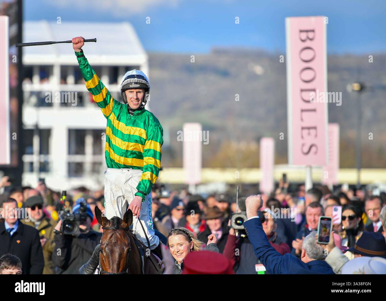 M P Walsh salutes the crowd after winning the 16.00 Boodles Cheltenham ...