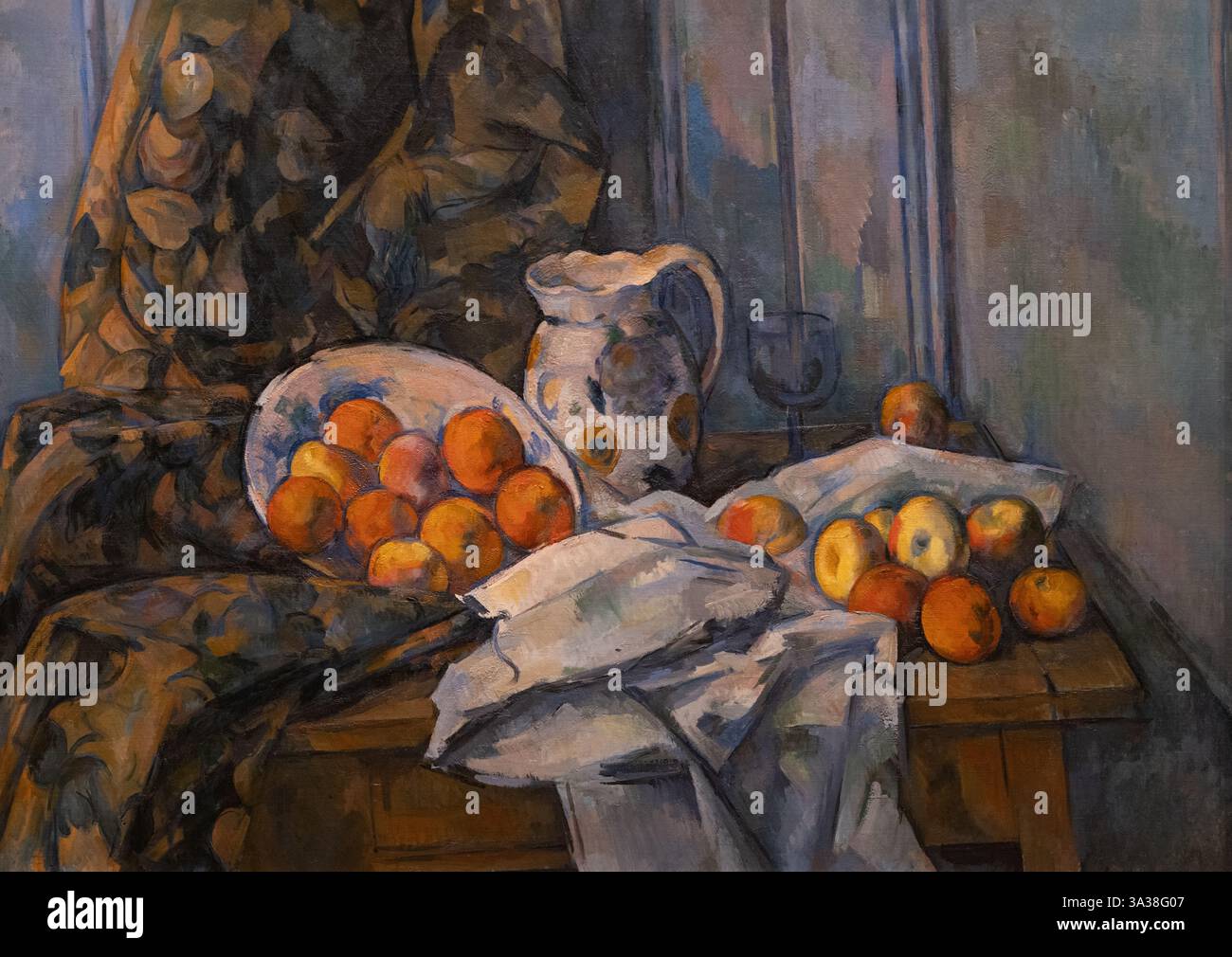 Paul Cezanne painting; Cezanne Still Life with Faience Jug and Fruit, c ...
