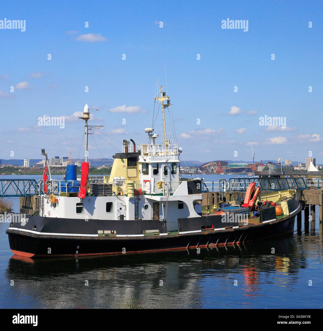 Tug Boat the Mair from Barry moored at entrance to Penarth Marina ...