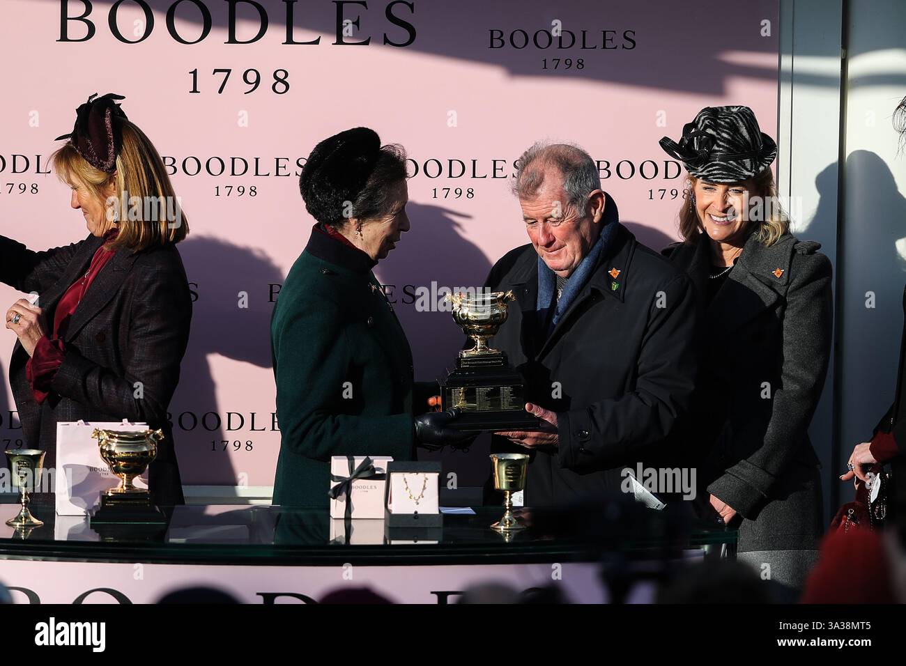 Anne, Princess Royal awards John P McManus a trophy during Cheltenham ...