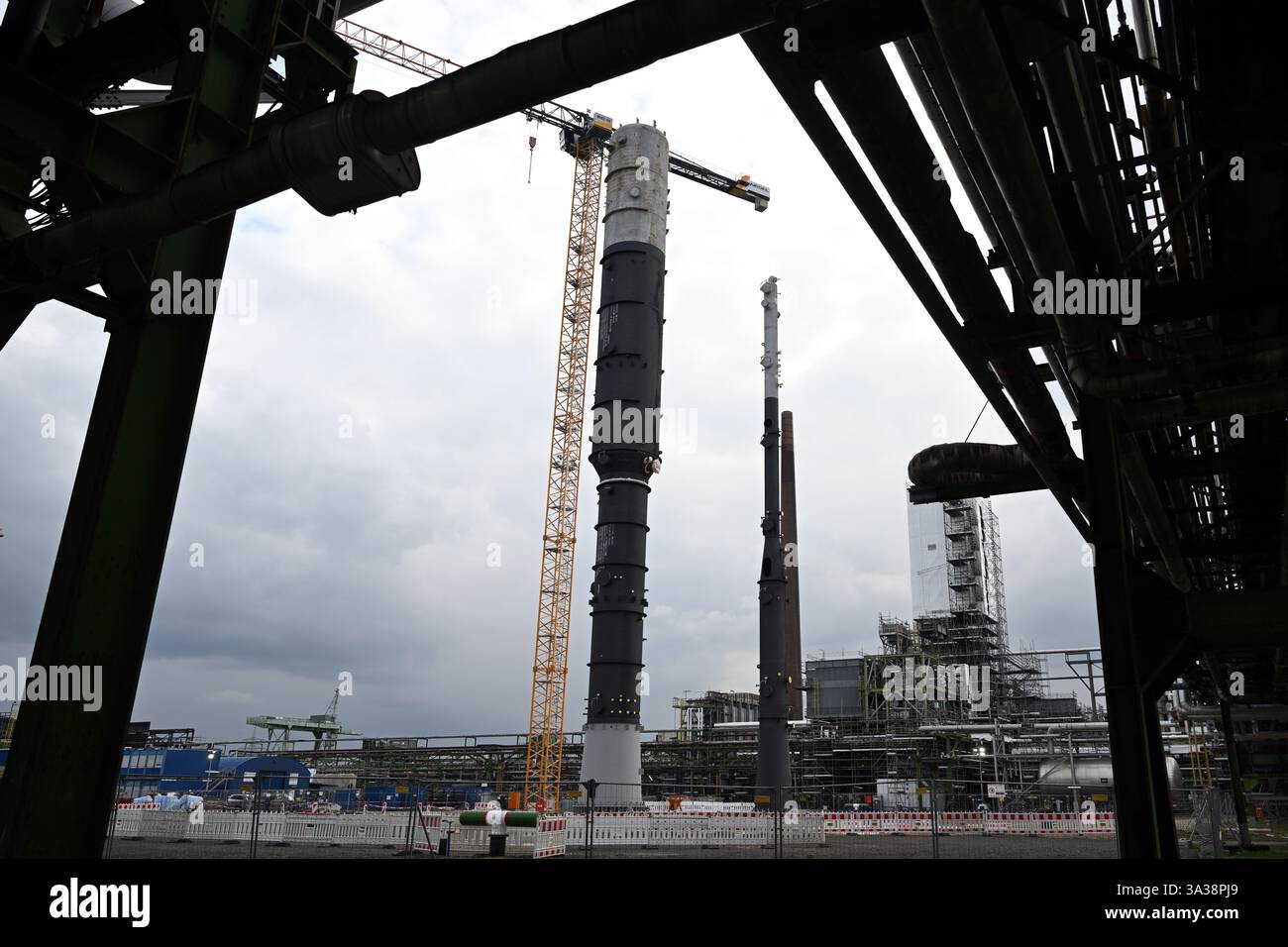 Wesseling, Germany. 14th Mar, 2025. A vacuum column and a stripper ...
