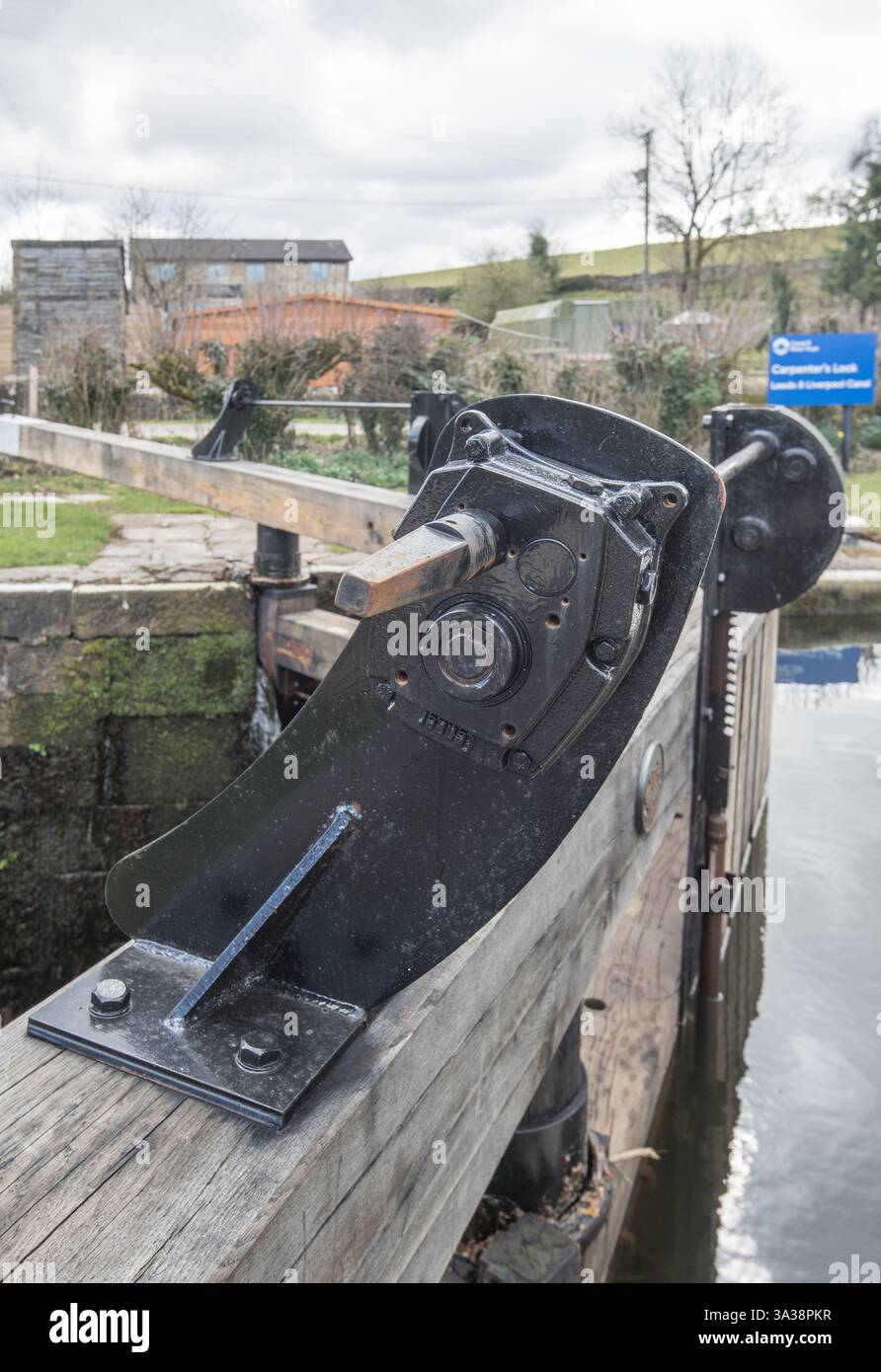 Operating mechanism on the large wooden beams at Carpenters Lock near ...