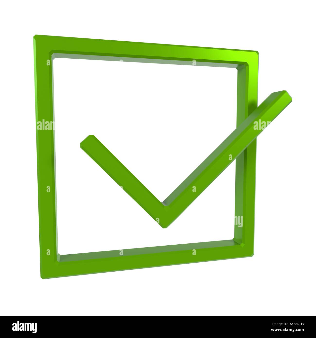A vibrant green check mark is displayed within a square outline ...