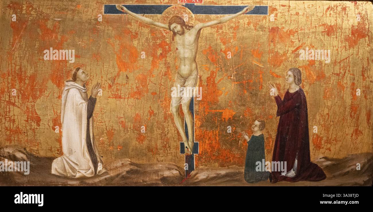 Ugolino di Nerio painting "The Crucifixion with Donors" 1320; Early Italian Renaissance painting ...