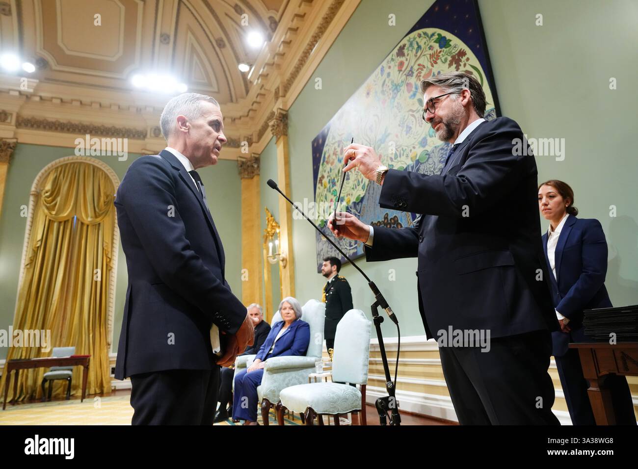Mark Carney is sworn in as prime minister during a ceremony at Rideau ...